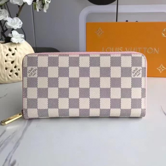 Bags | Brand New In Box White Checkered Luxury Zip Around Wallet | Poshmark